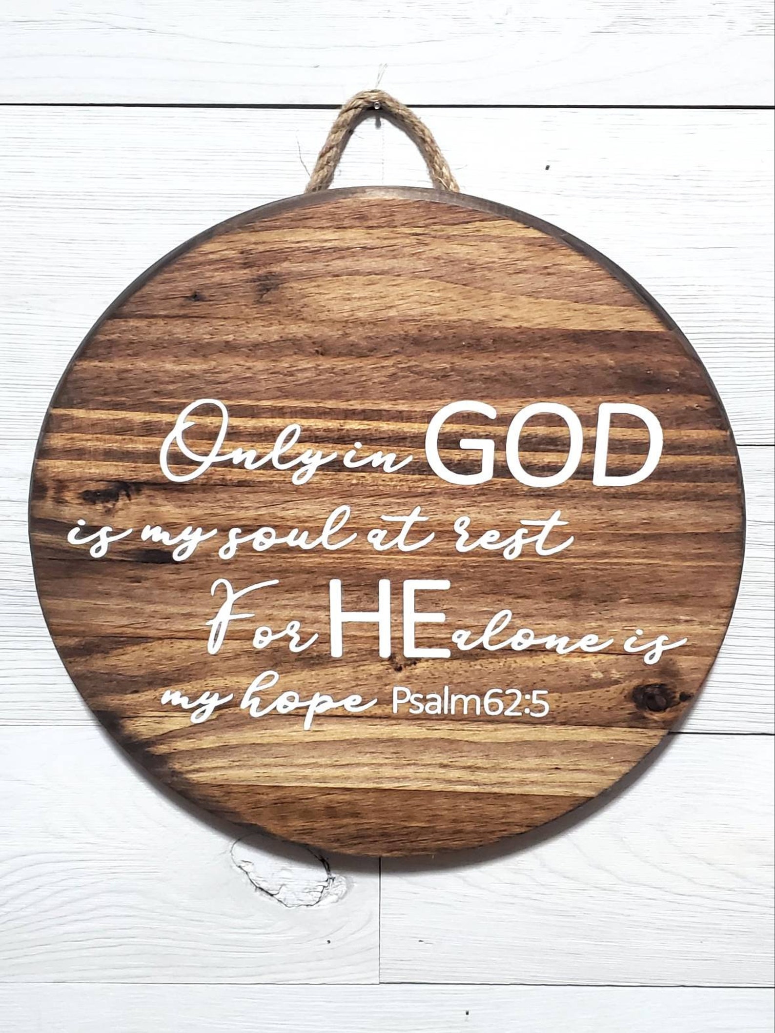 Psalm Bible Verse door hanger round wall sign Psalm 62:5 | Etsy