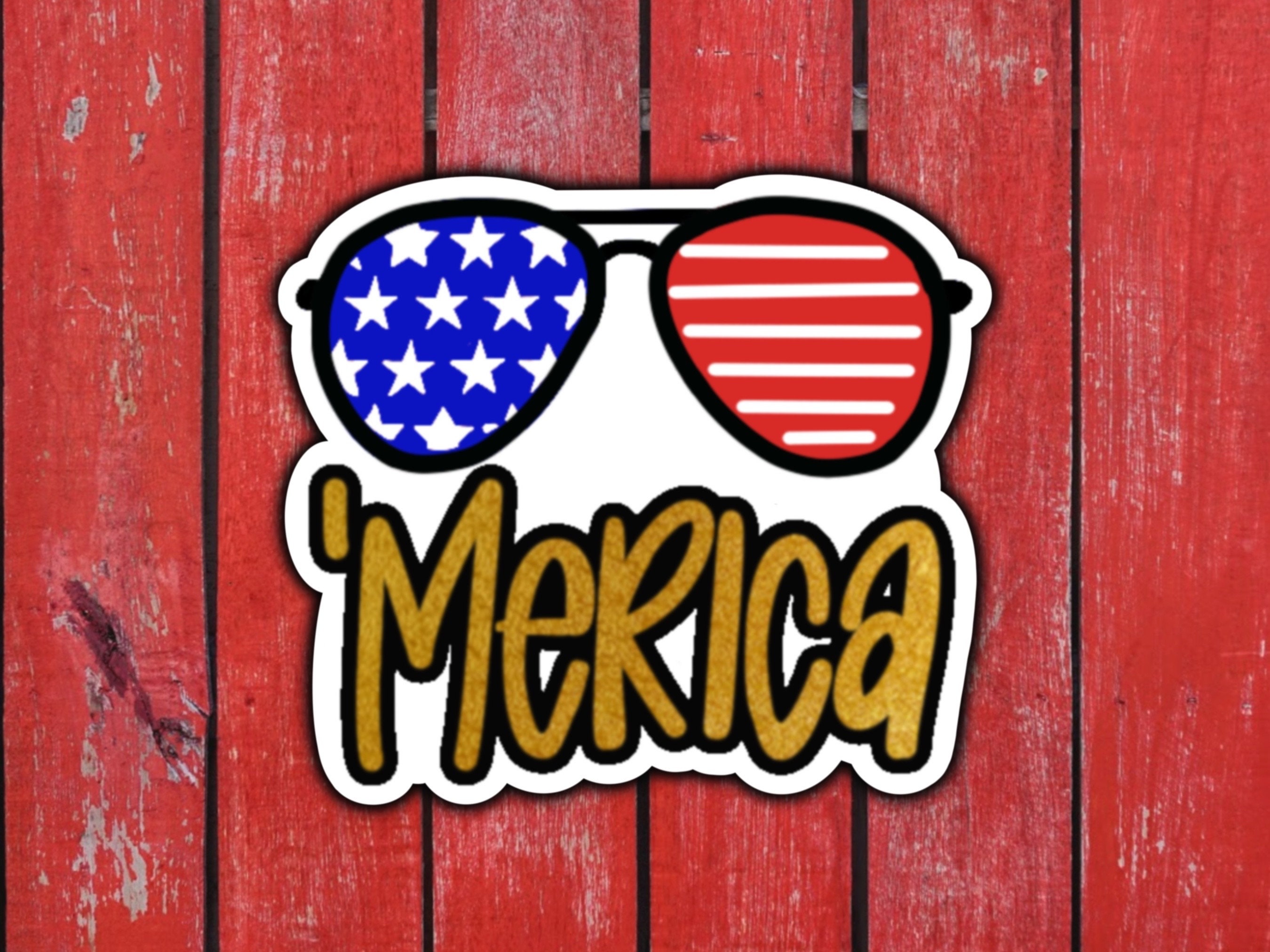 Merica Flag Sticker 4th of July Sticker American Flag - Etsy