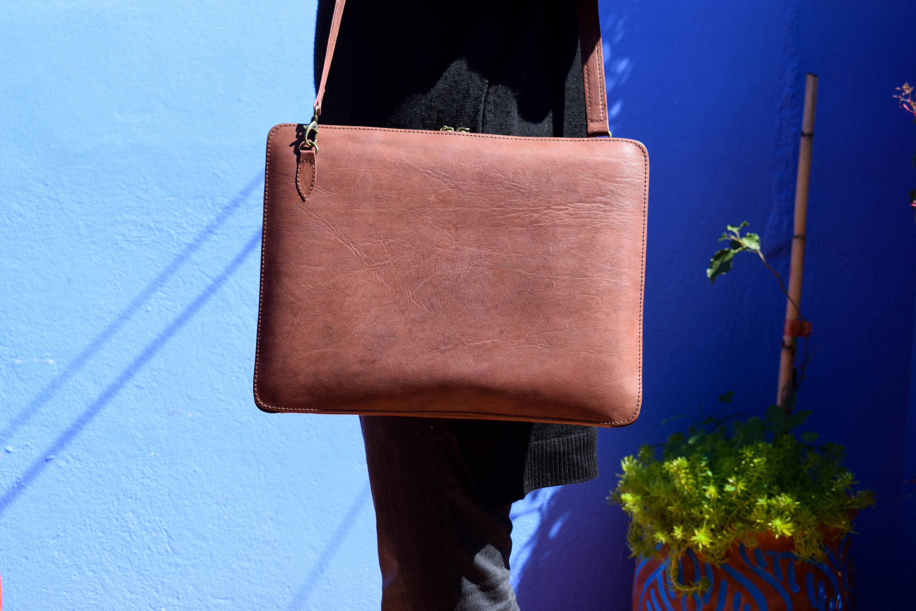 Moroccan Real Leather Handmade Laptop Cover 15 Inch Max, Brown Laptop ...