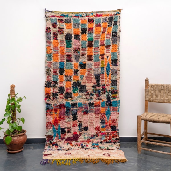 Moroccan Handmade Blue Gray Boucherouite Area Rug 180x125cm / 6x4 Ft ...