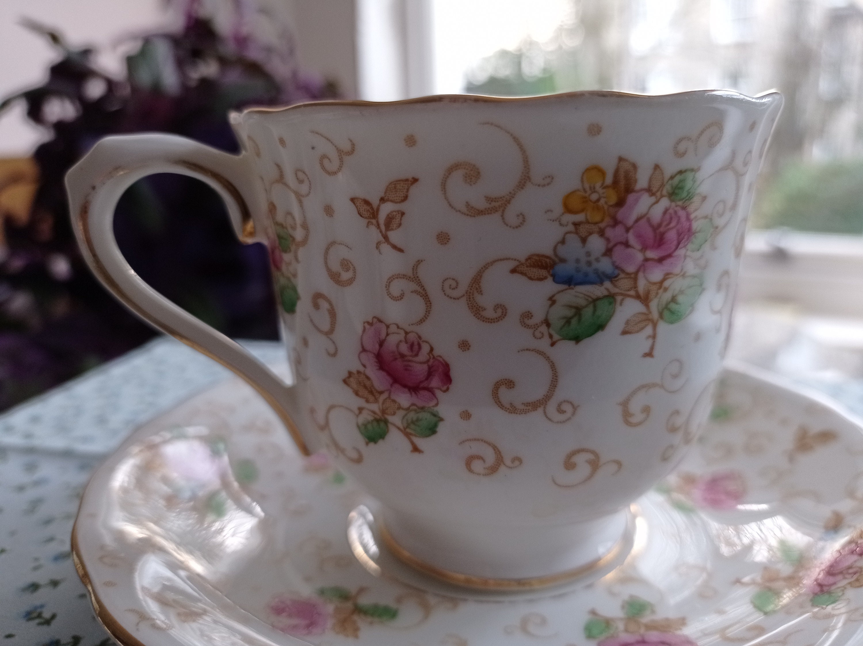 Vintage Victoria C&E 'english Rose' Teacup and Saucer - Etsy