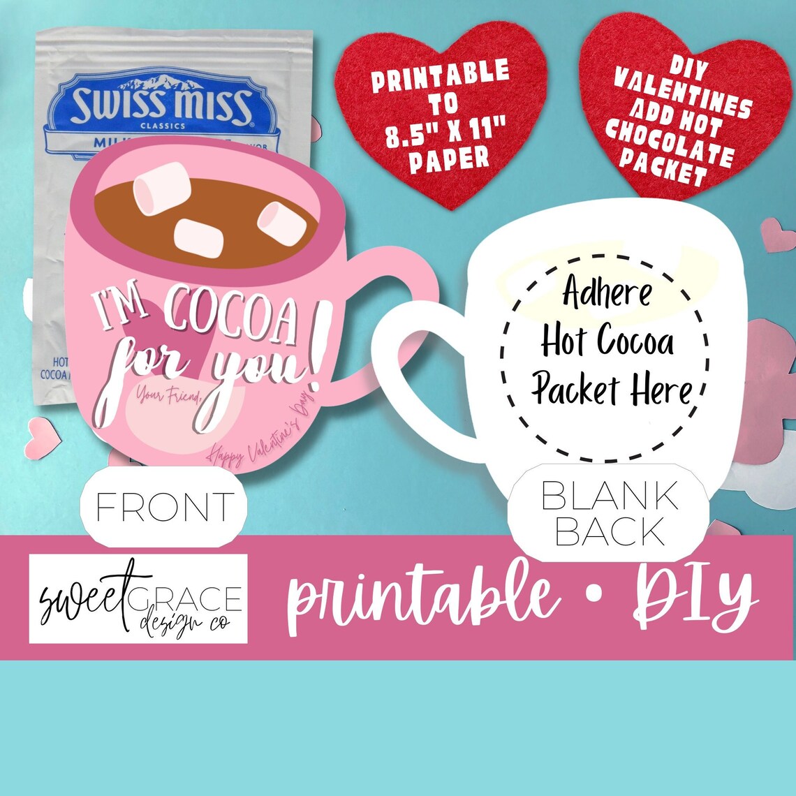 Hot Cocoa Kids Valentine Printable DIY Hot Chocolate - Etsy