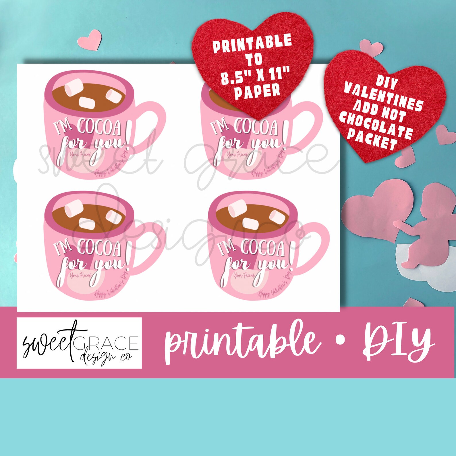 Hot Cocoa Kids Valentine Printable DIY Hot Chocolate - Etsy