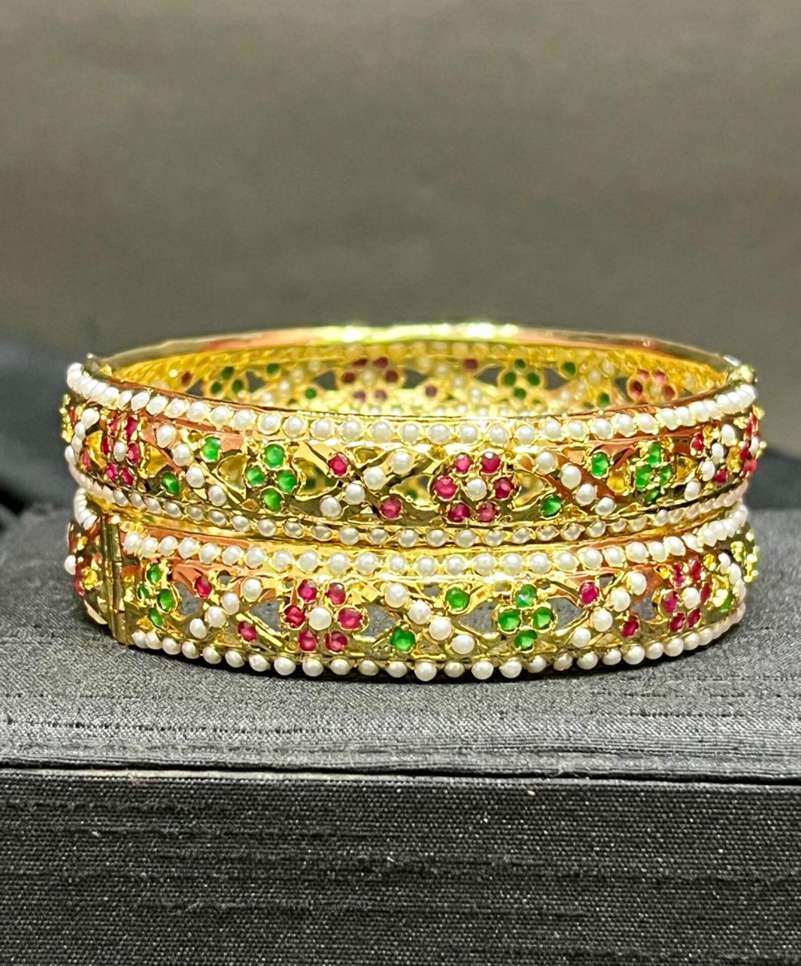 Hyderabadi Jadau Brass Bangles With Quartz Stone Indian Bridal Jewelry ...