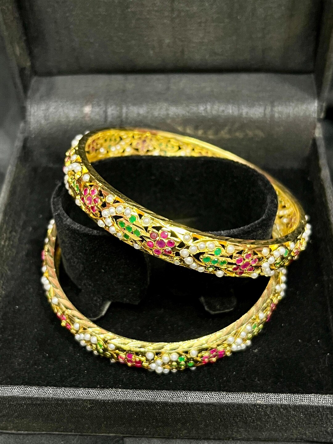 Hyderabadi Jadau Kada Brass Bangles With Quartz Stone Wedding and ...