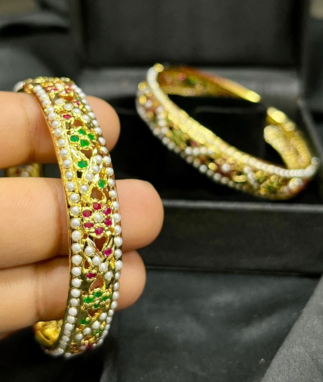 Hyderabadi Jadau Brass Bangles With Quartz Stone Indian Bridal Jewelry ...