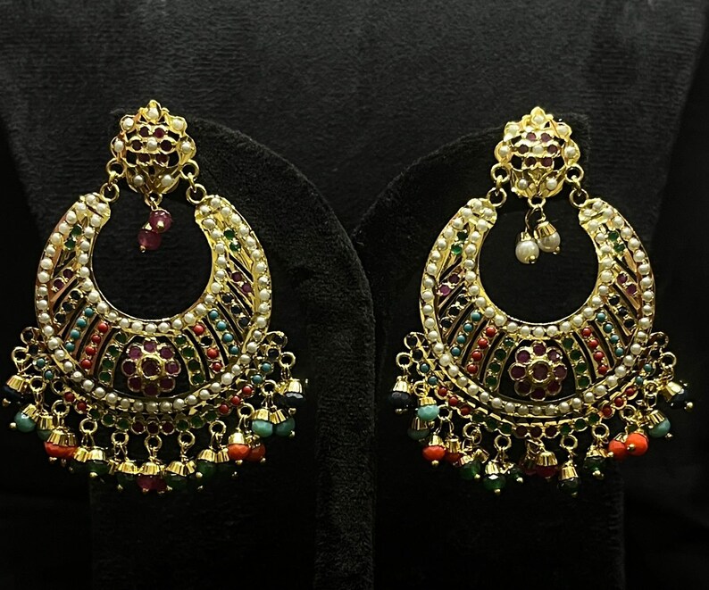 Elegant Traditional Moti and Brass Indian Jewelry Set, With Multi Stone ...