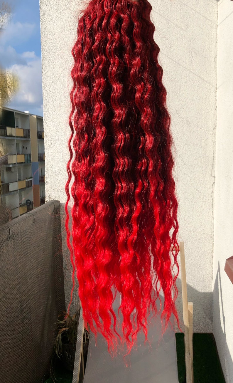 Curly Hair Ariel,ombre Red Hair, Hair Extensions, Redhead Kanekalon ...