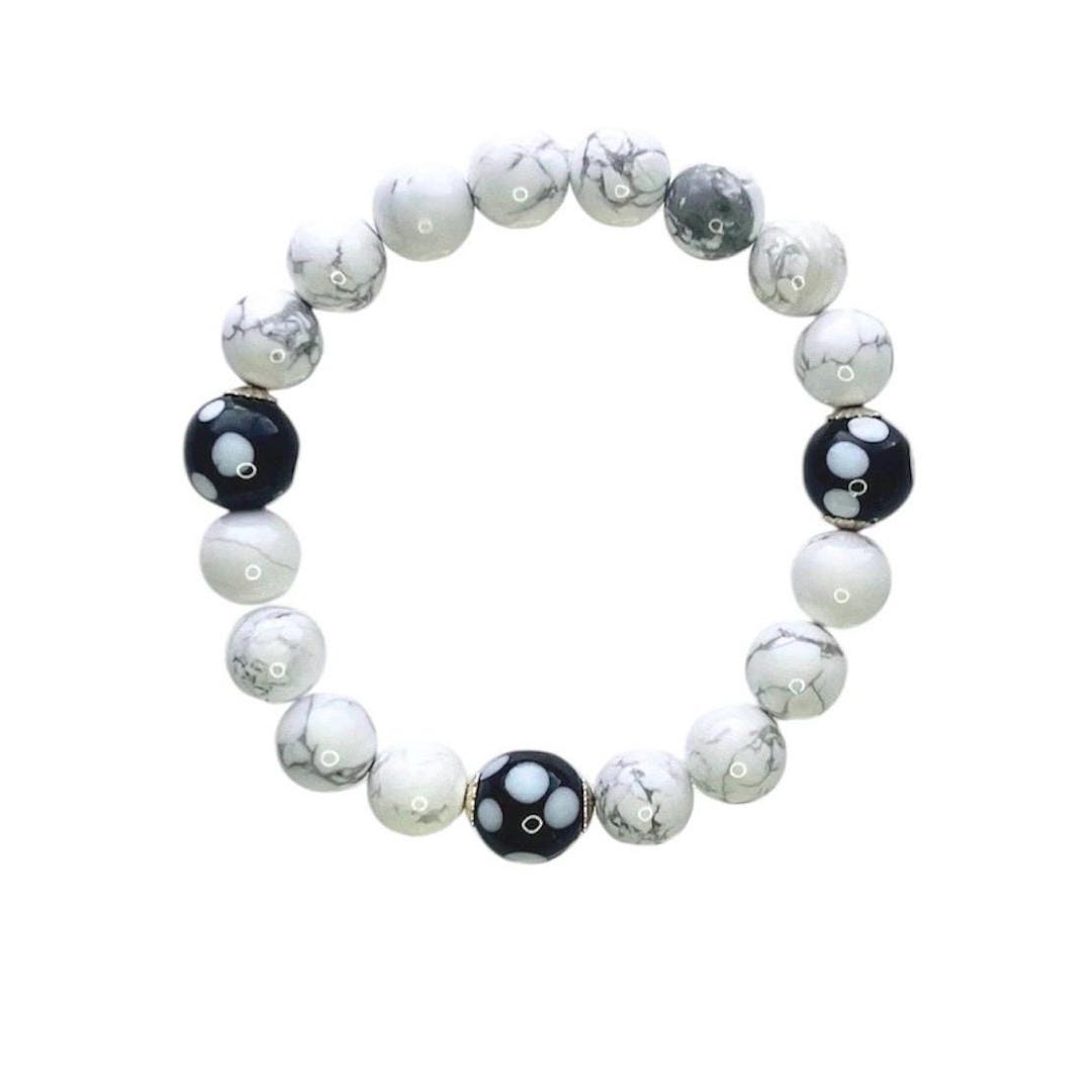 White Howlite Conta Di Ojo Beaded Stretch Bracelet - Etsy