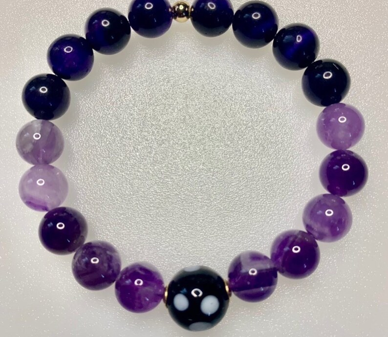 Amethyst Purple Tigers Eye Conta Di Ojo Stretch Bracelet - Etsy