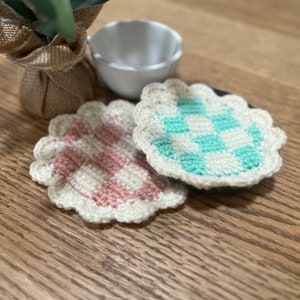 Checker Crochet Flower Coasters (2) - Etsy