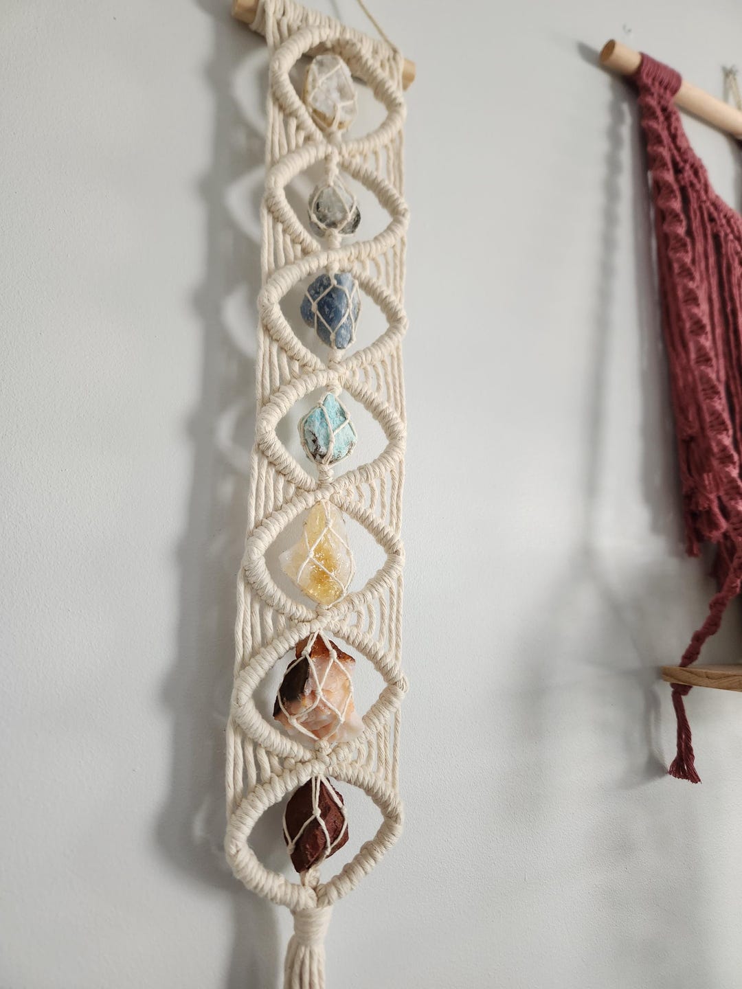 Macrame Chakra Crystal Wall Hanging - Etsy