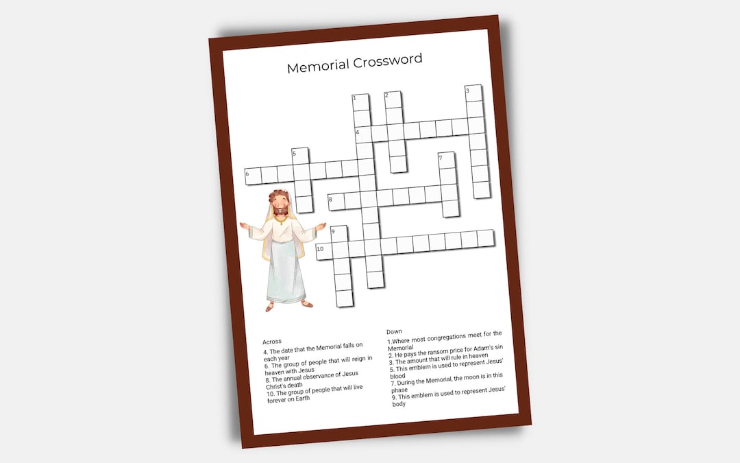 JW Memorial Crossword Puzzle - Etsy