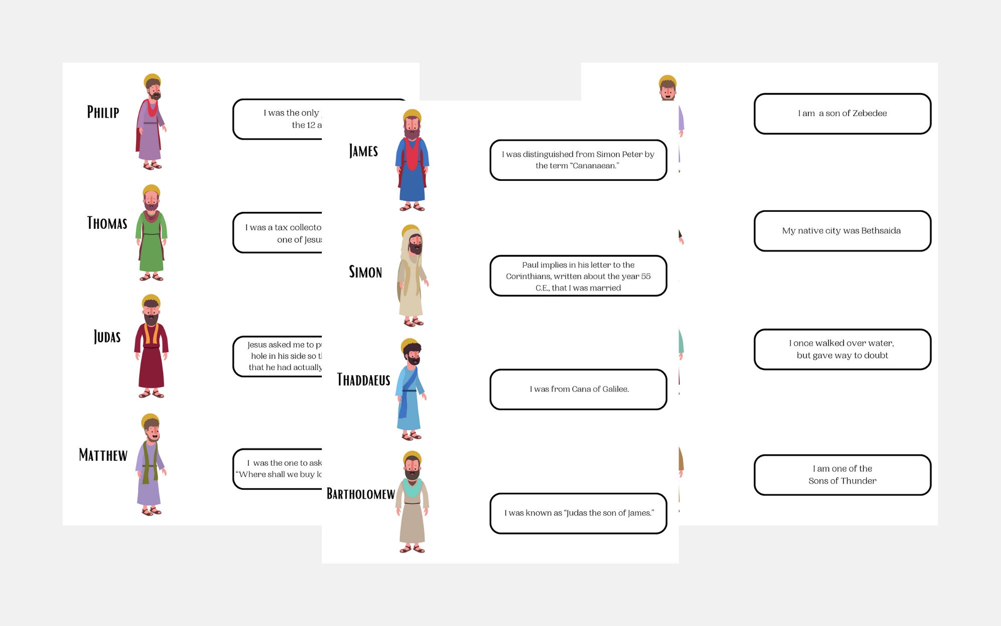 Children's Apostle Matching Game Worksheet - Etsy