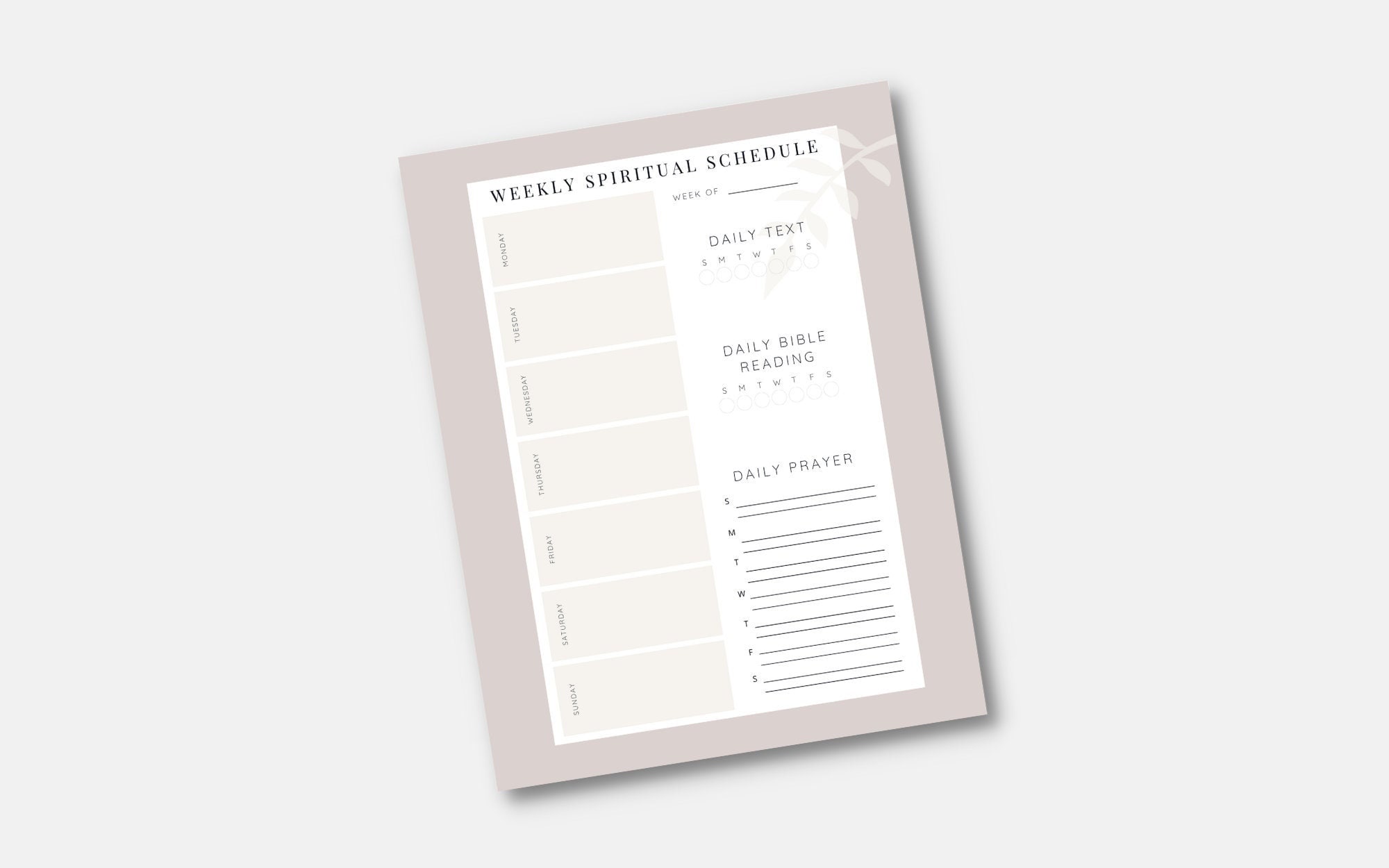 Weekly Spiritual Schedule - Minimalist - Etsy