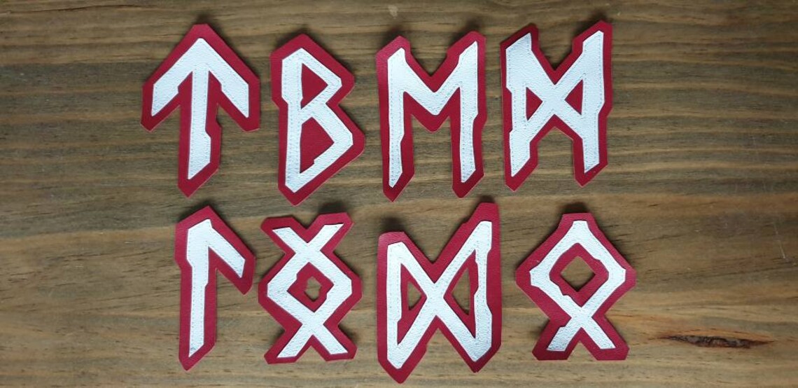 NECROMANCER RUNES Runes of Fine Glove Leather Patches in Dark Red/white ...