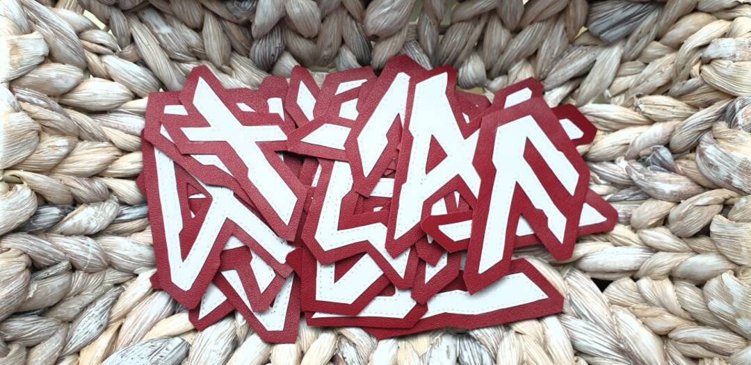 NECROMANCER RUNES Runes of Fine Glove Leather Patches in Dark Red/white ...