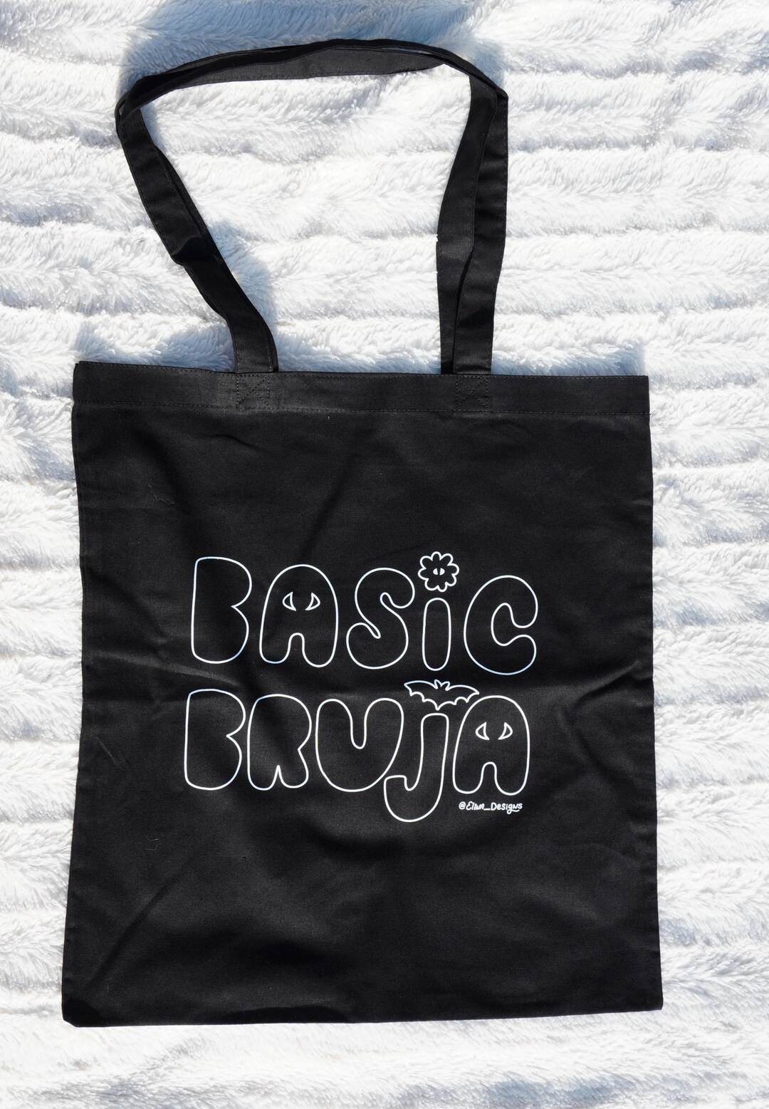 Basic Bruja outline Black Cotton Tote Bag Lightweight Reusable 15 W X ...