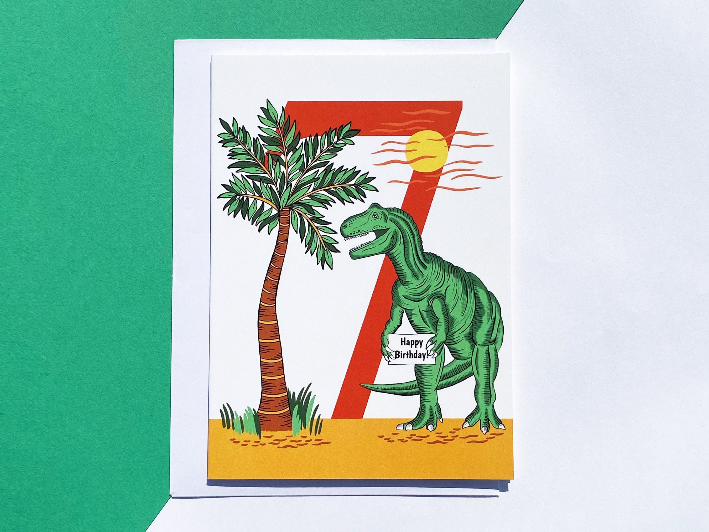 7th Birthday Card 7 T-rex Birthday Card Dinosaur T-rex Card - Etsy UK