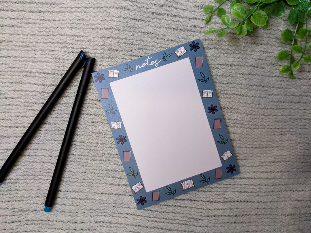 Bookish Notepad Memo Pad 50 Sheet Notepad Floral Notepad Cute Notepad ...