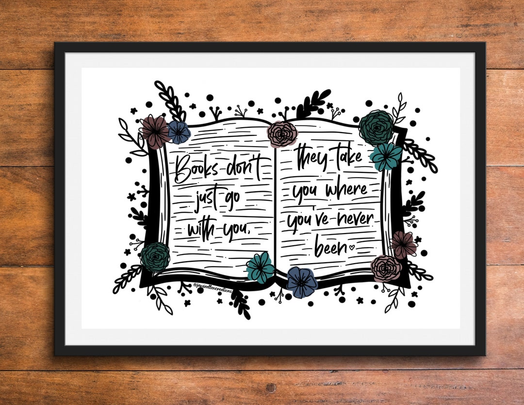 Bookish Art Print Book Art Print Book Lover Print Floral - Etsy