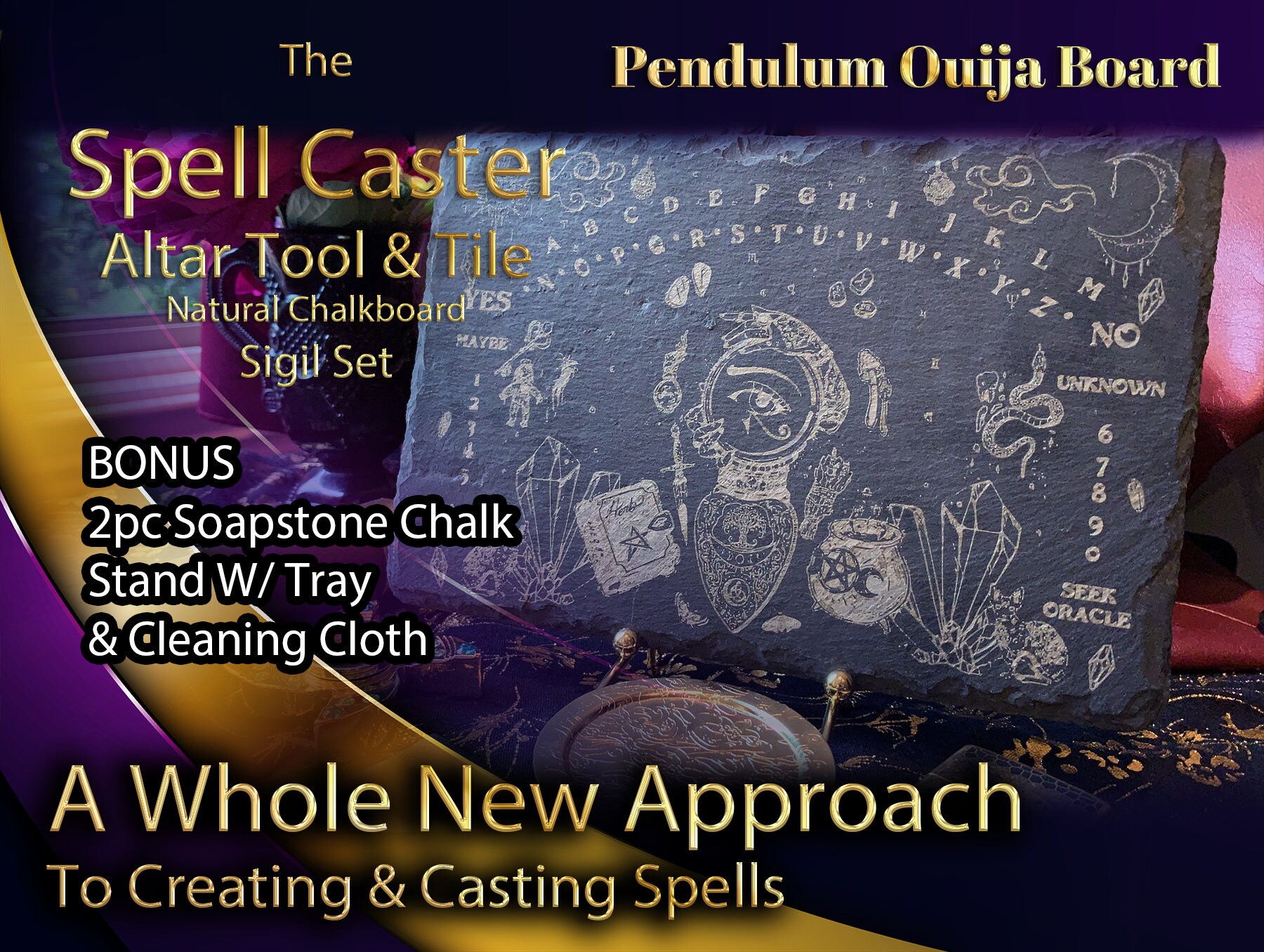 Chalkboard Spell Ouija Sigil Caster Rolling Altar Chart BOS Voodoo Doll ...