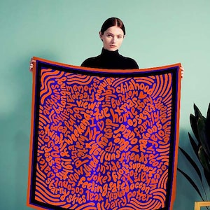 Custom Words Silk Scarf | Personalize Your Story | Xmas Holiday Wedding ...