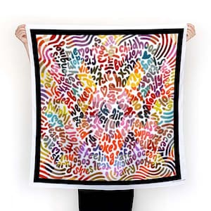 Custom Words Silk Scarf | Personalize Your Story | Xmas Holiday Wedding ...