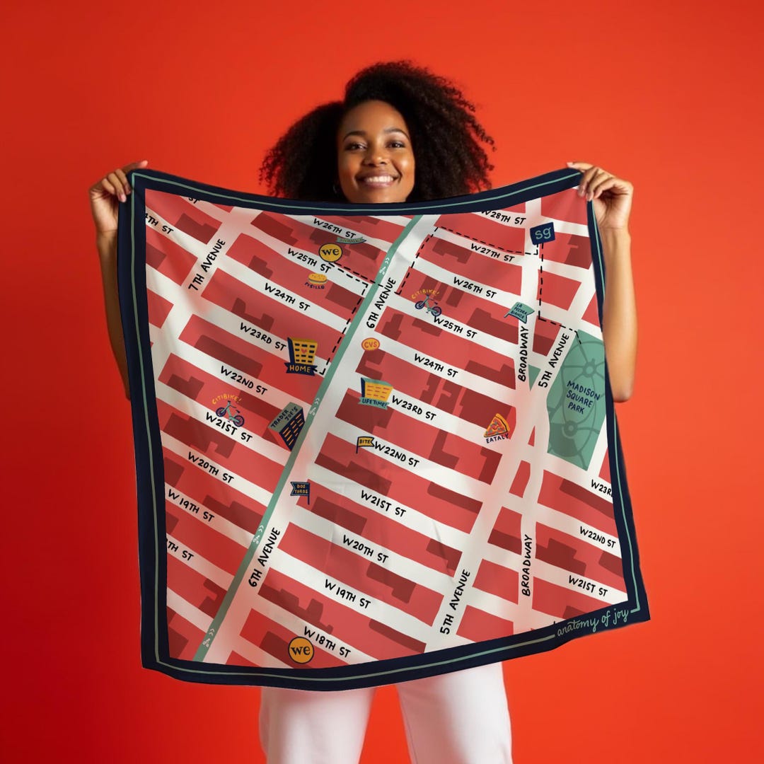 Custom Illustrated Map Scarf | Personalize With Your Special Places ...