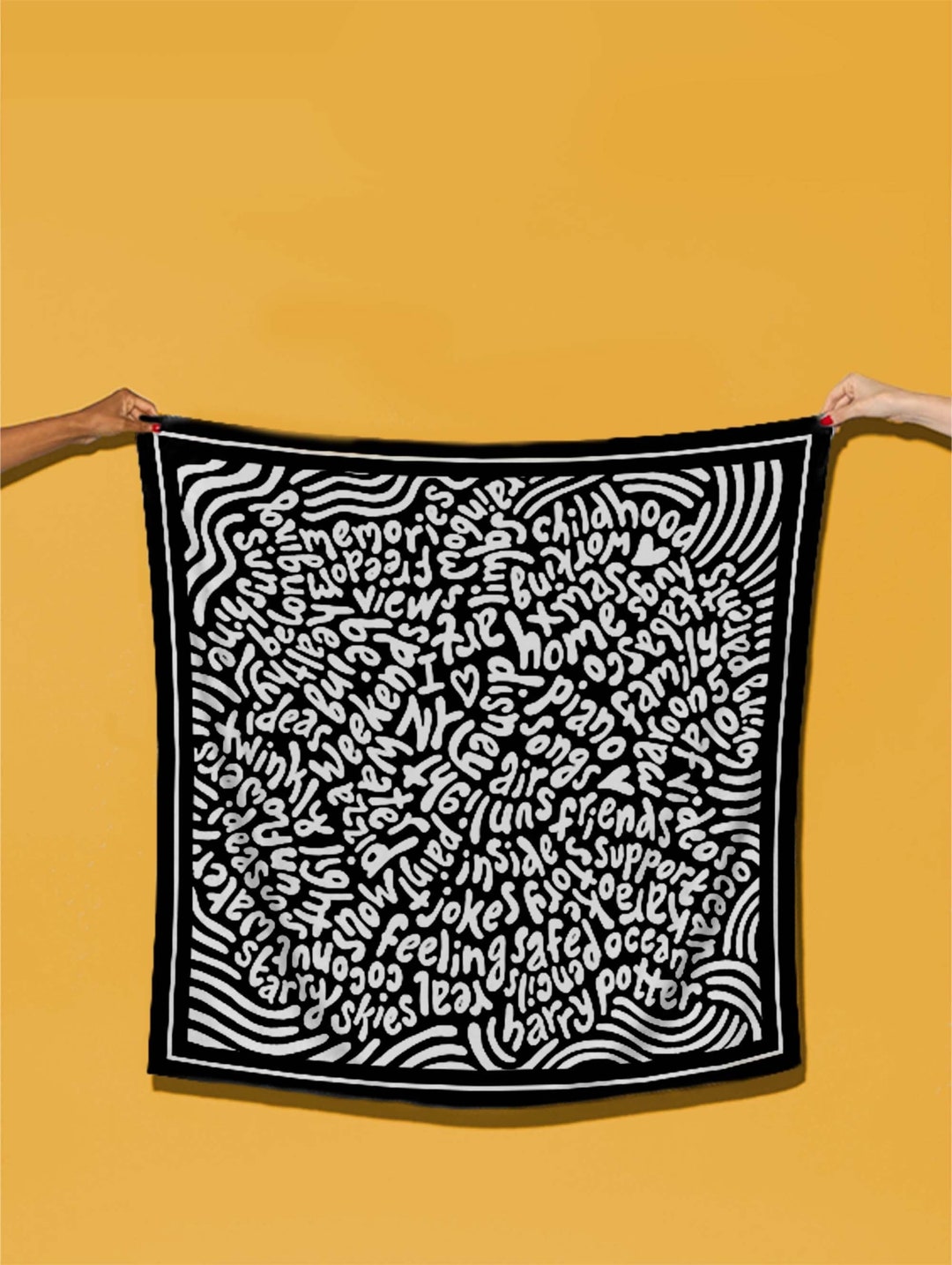 Custom Words Silk Scarf | Gratitude Print | Christmas Holiday Wedding ...