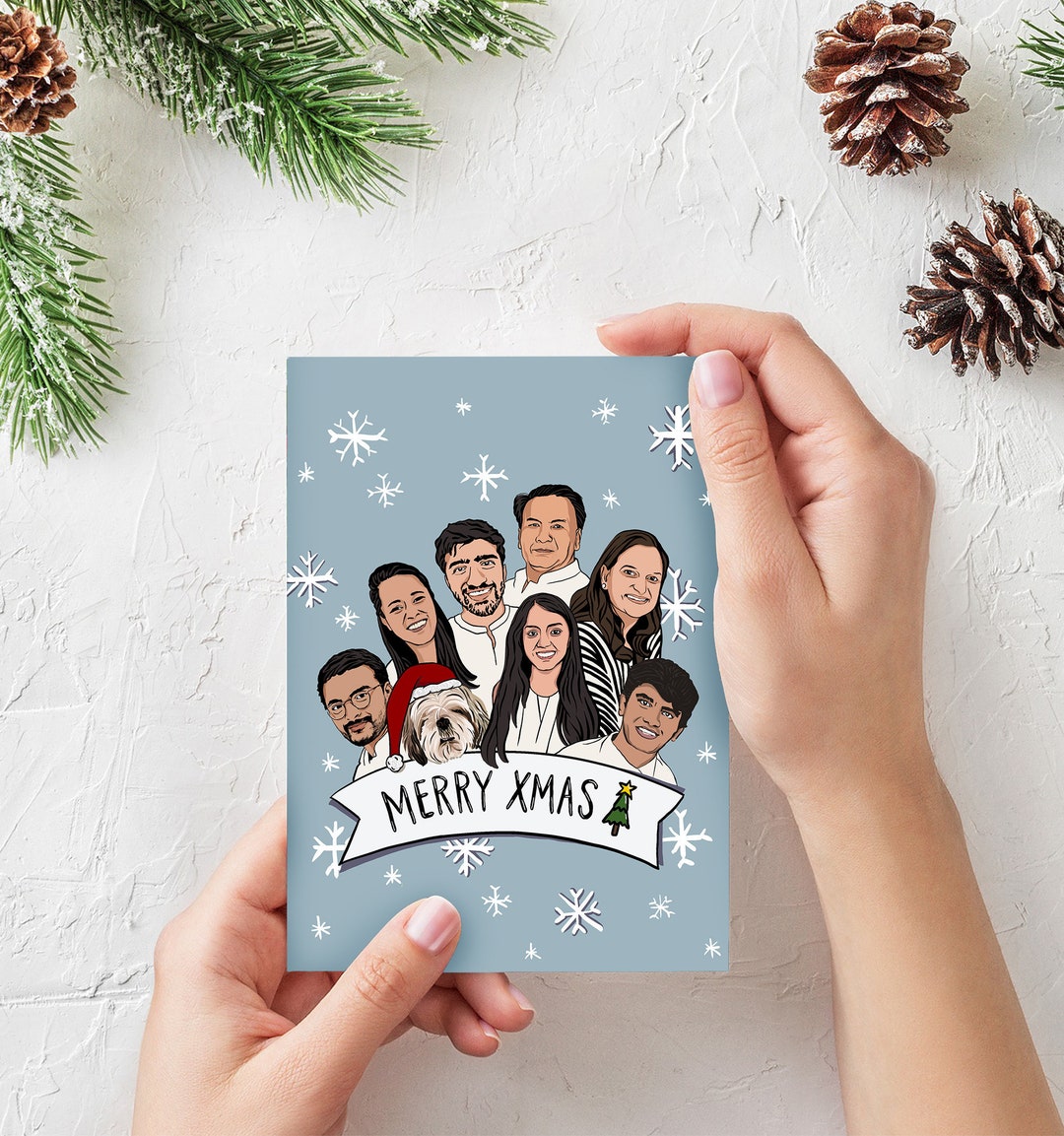 Custom Christmas Postcard | Illustrated Holiday Card | Pet, Family ...