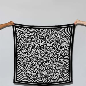 Custom Words Silk Scarf | Personalize Your Story | Xmas Holiday Wedding ...