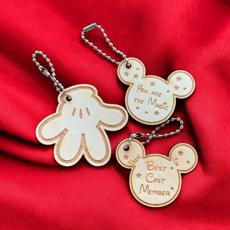 Cast Member Appreciation Keychain: Engraved Wooden Mickey Ears, Thank ...