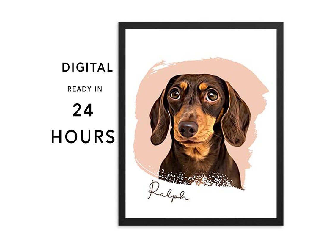 Custom Pet Portrait Digital File or Print , Christmas Gift for Dog ...