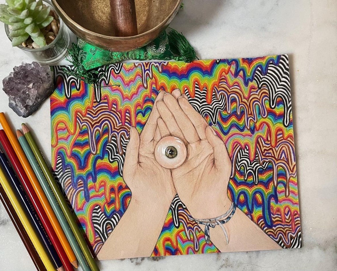 Trippy Colored Pencil Drawingpsychoactive - Etsy