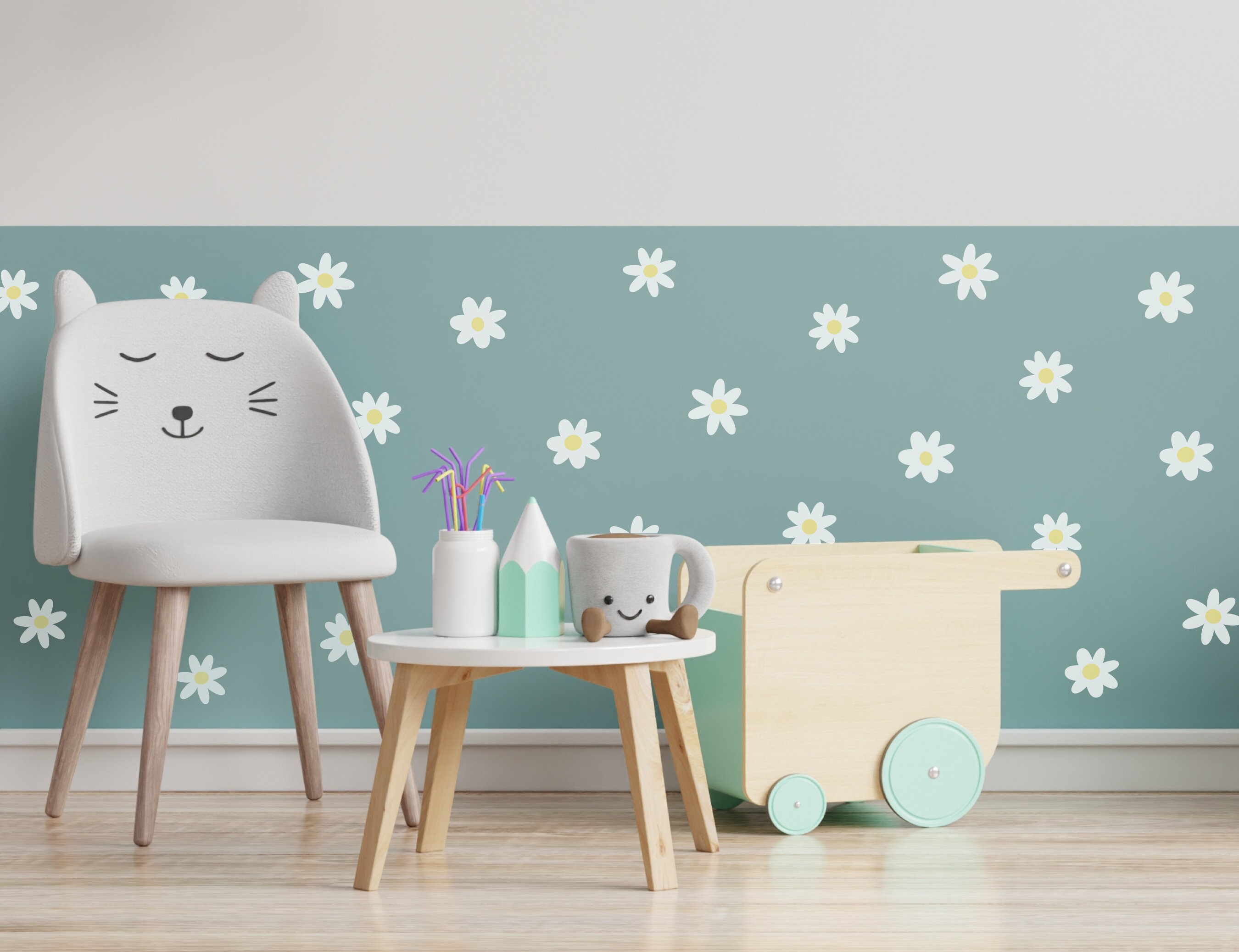 Daisy Wall Sticker Decals Flower Stickers Floral Nursery - Etsy
