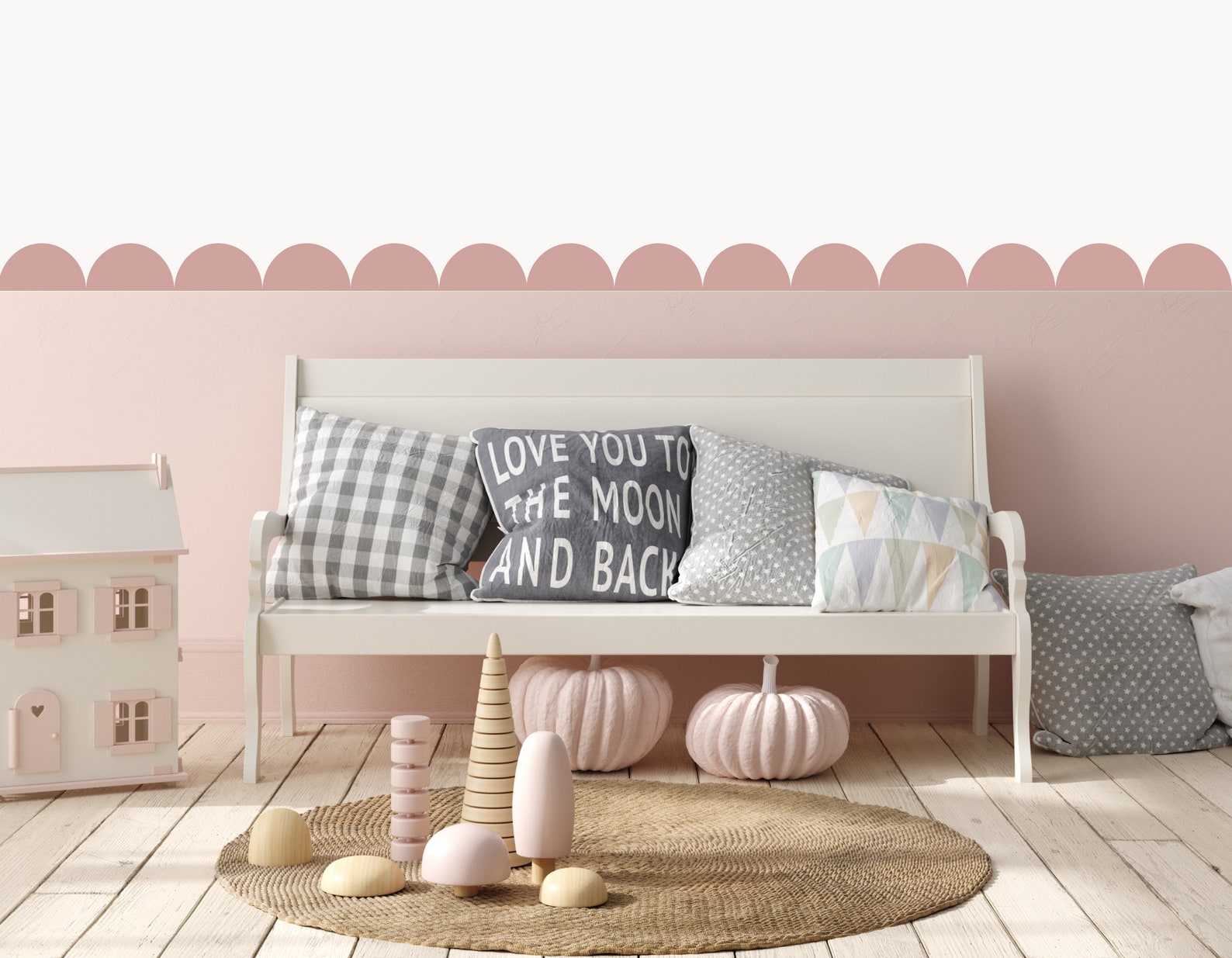Scallop Wall Border Sticker Decals | Playroom Wall Stickers | Self ...