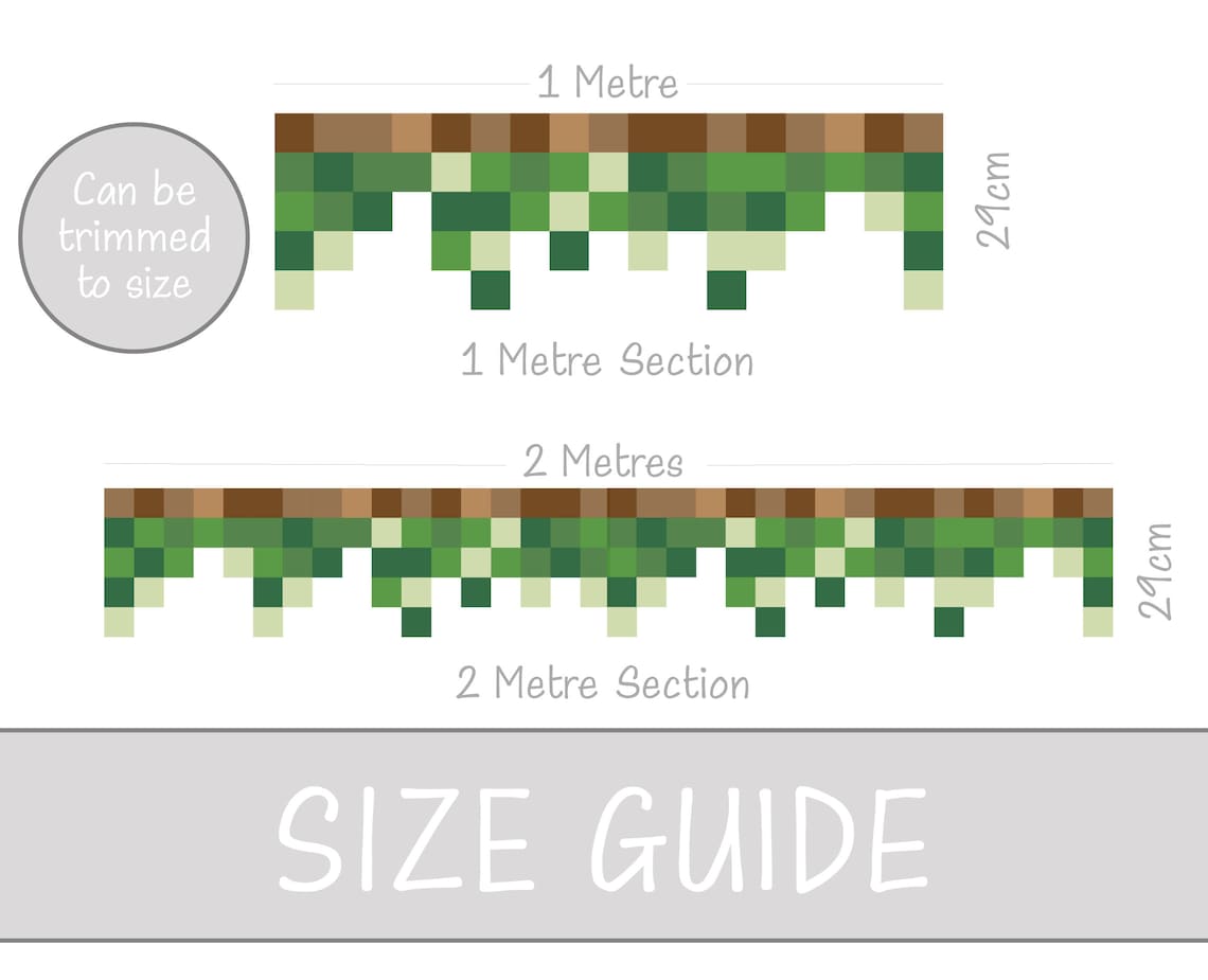 Pixel Block Room Border Wall Sticker Minecraft Inspired - Etsy