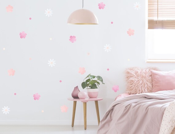 Pink Watercolour Flower Wall Sticker Decals Flower Stickers - Etsy