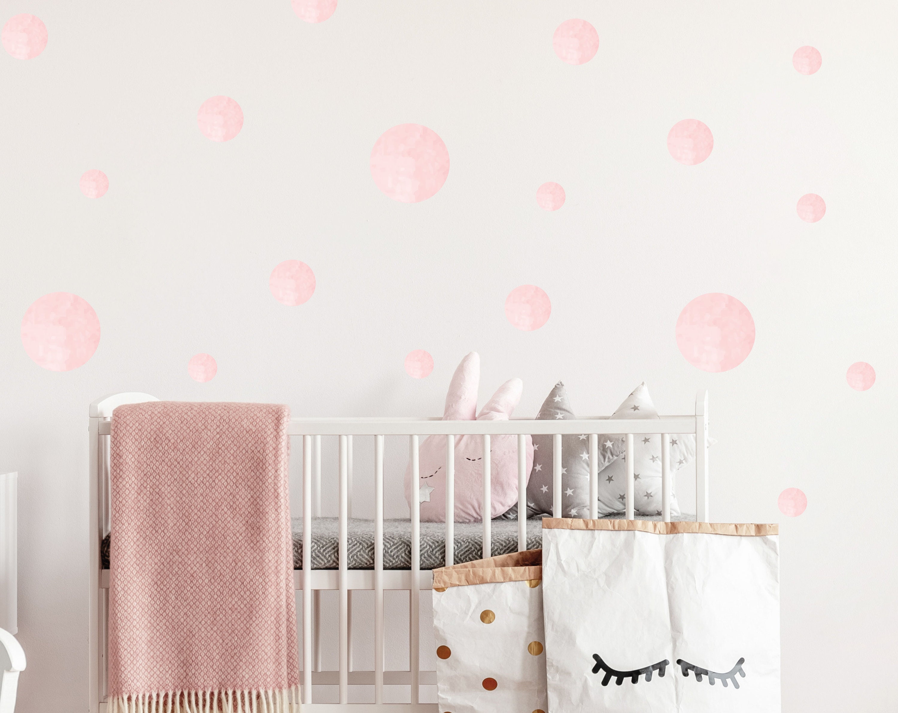 Pink Watercolour Polka Dot Wall Sticker Decals | Etsy