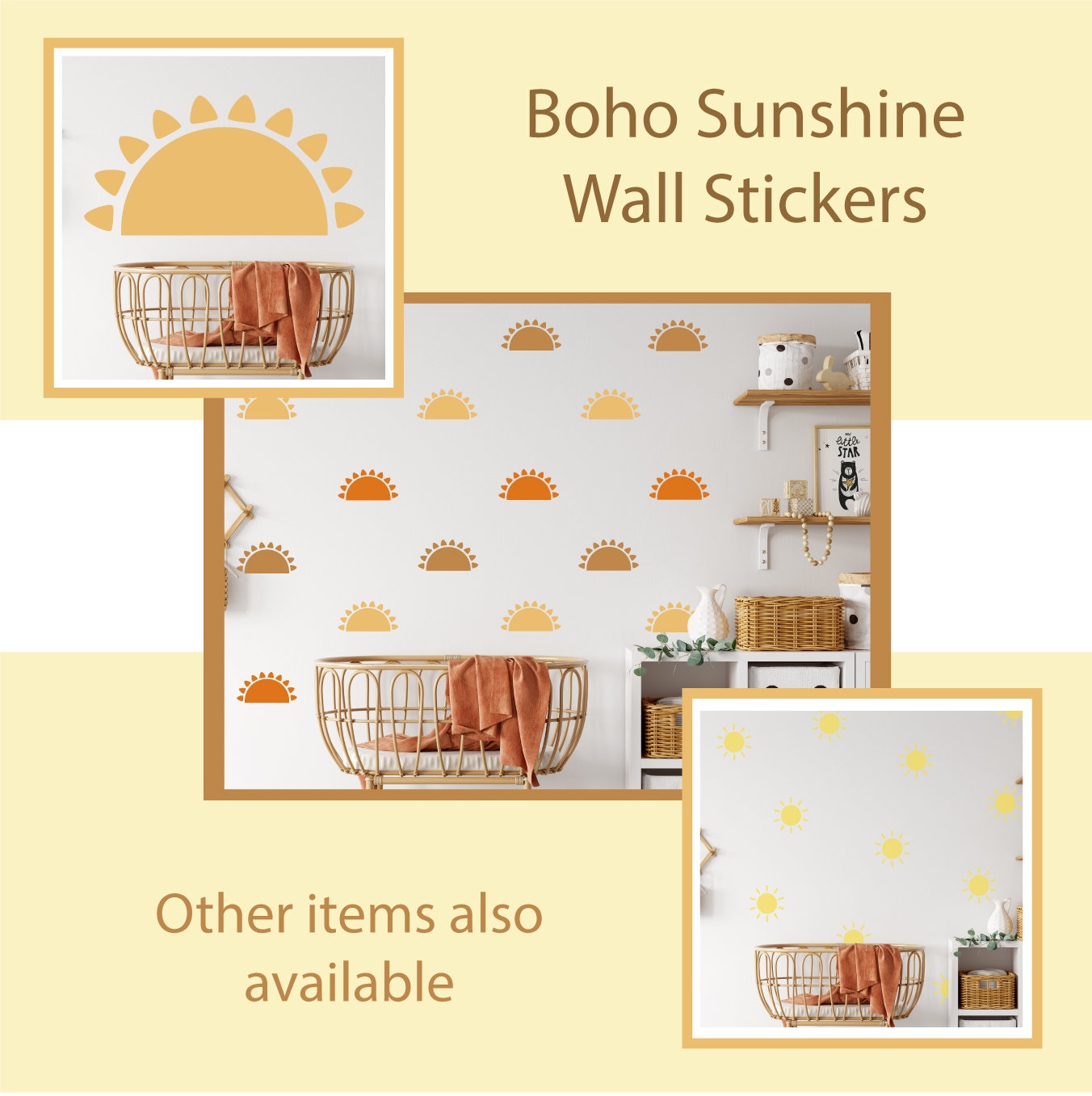 Large Watercolour Sunshine Wall Sticker Decal Children's - Etsy