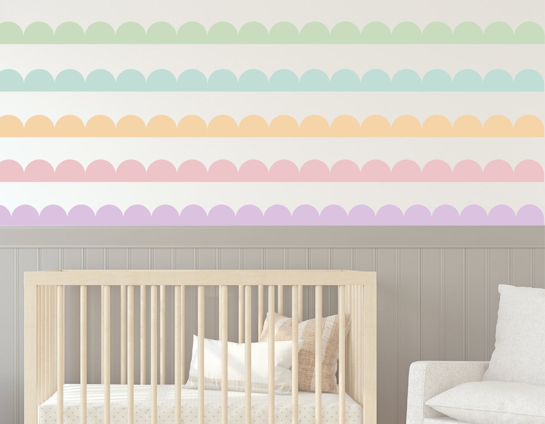Scallop Wall Border Sticker Decals | Playroom Wall Stickers | Self ...