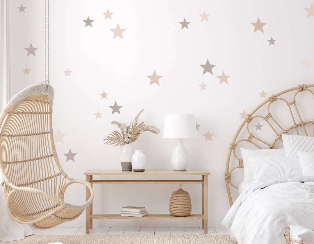 Neutral Beige Boho Star Wall Sticker Decals | Nursery Wall Stickers ...