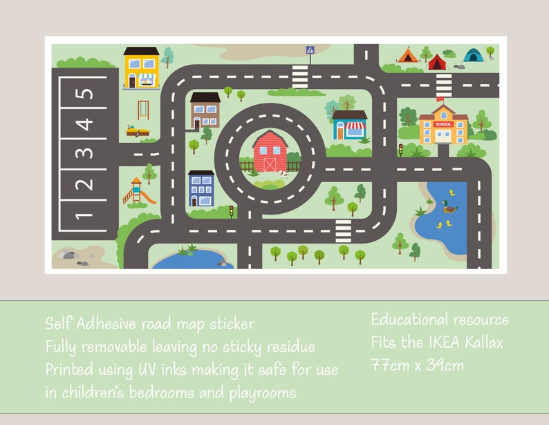 Road Map Sticker | IKEA Kallax Hack | Playroom Decor - Etsy