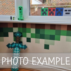 Pixel Block Room Border Wall Sticker | Minecraft Inspired Sticker ...