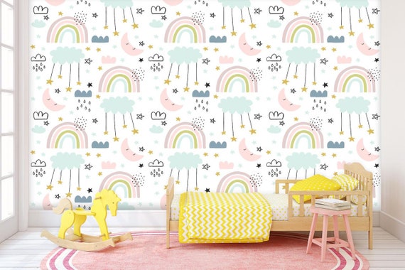 Children's Rainbow Wallpaper Removable Self Adhesive | Etsy
