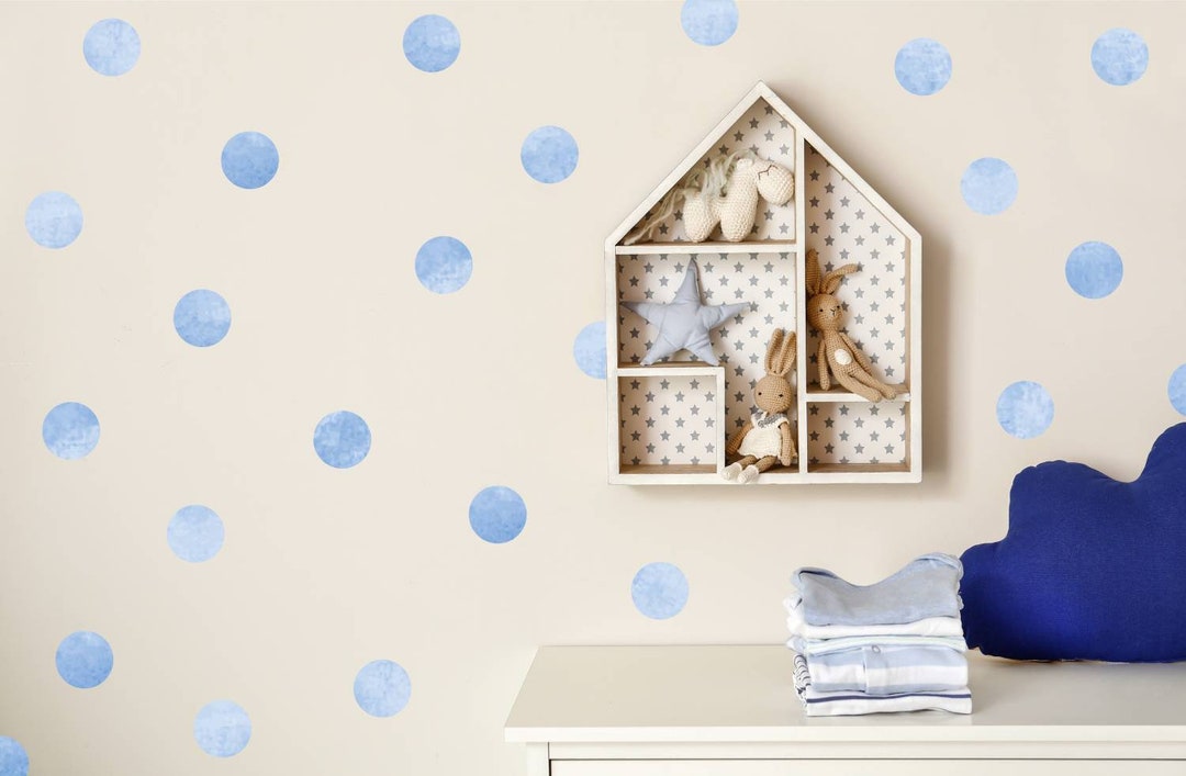 Blue Watercolour Polka Dot Wall Sticker Decals | Children's Nursery ...