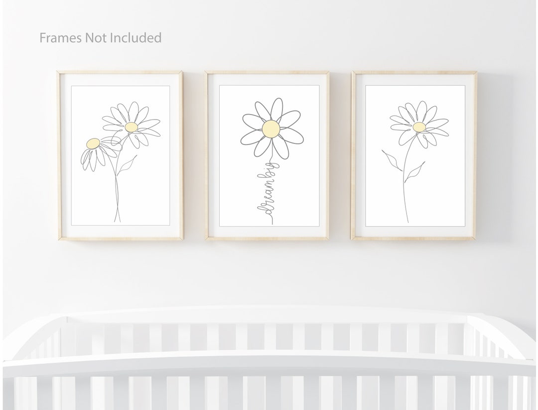 Set of 3 Daisy Posters | Nursery Prints | Children's Nursery Wall Art ...