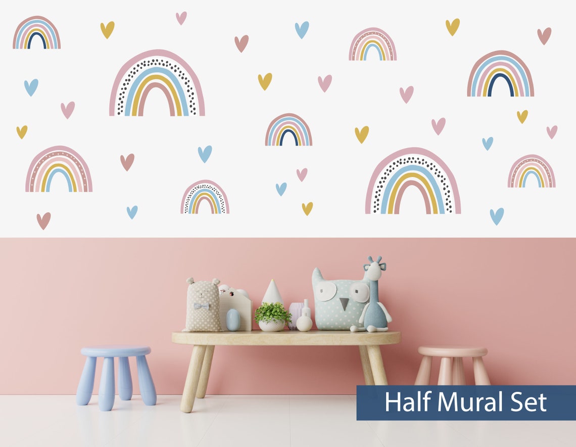 Large Rainbow Wall Mural or Sticker Decal Set Rainbow | Etsy