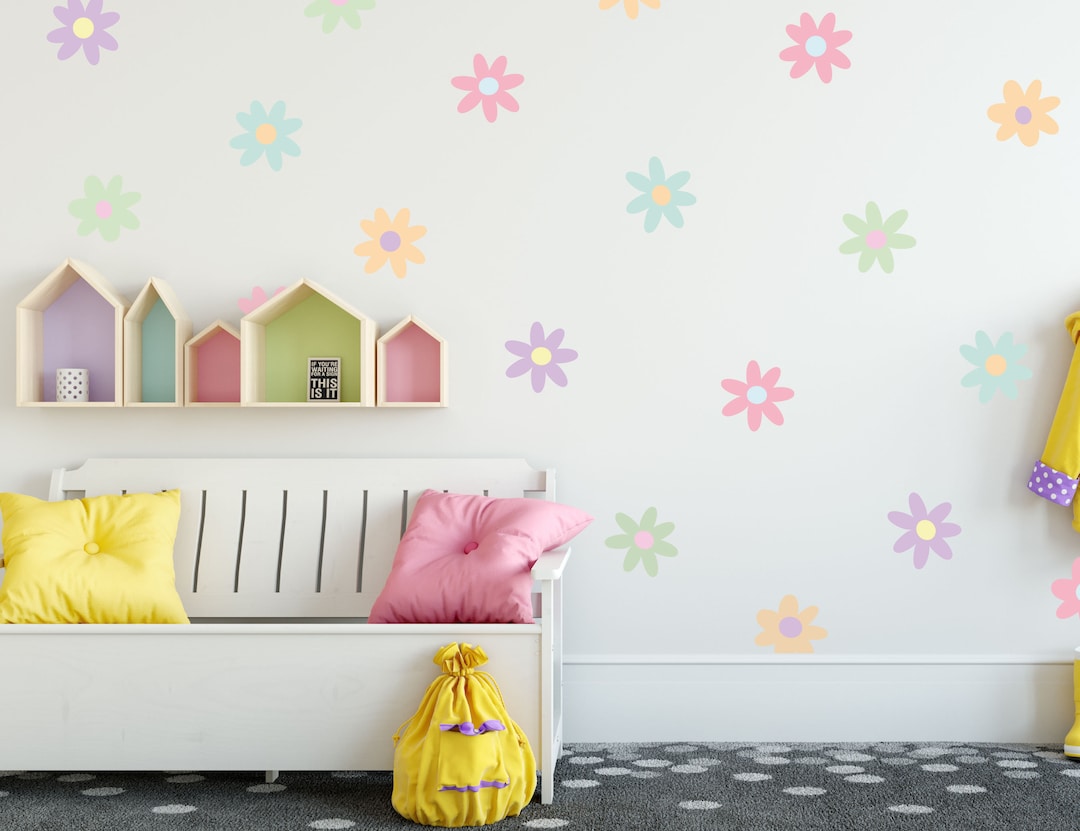 Pastel Daisy Wall Sticker Decals | Flower Stickers | Floral Nursery ...